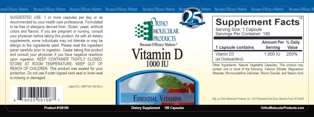 Vitamin D3 | 1000 IU - 180 Capsules