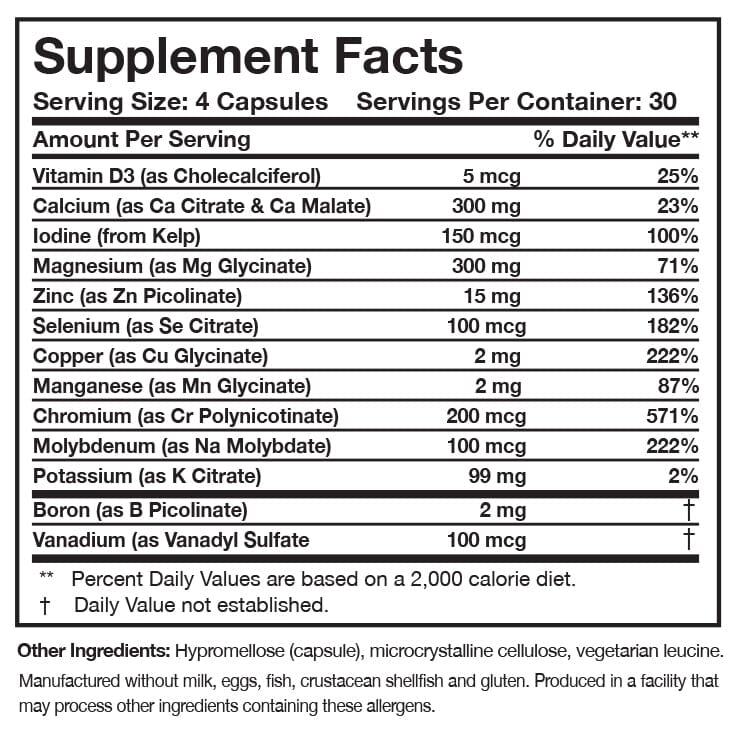 Core Minerals | Balanced Mineral Complex | 120 Capsules
