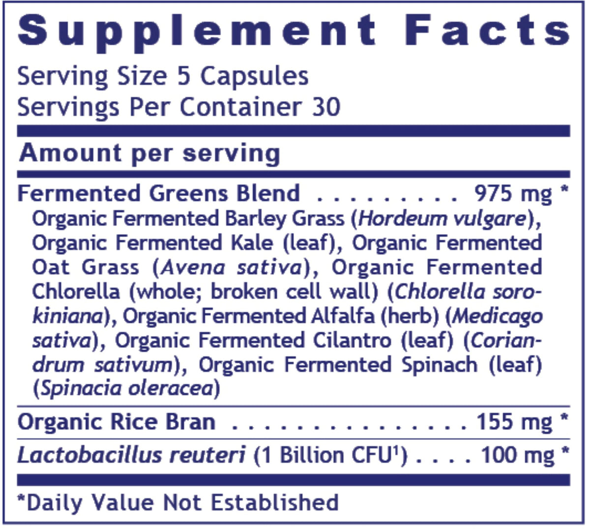Organic Fermented Greens Premier | Superfood - 150 Capsules