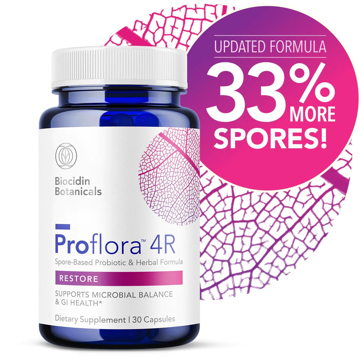 Proflora 4R | Spore-based Probiotic & Herbal Formula | Restore - 30 Ca